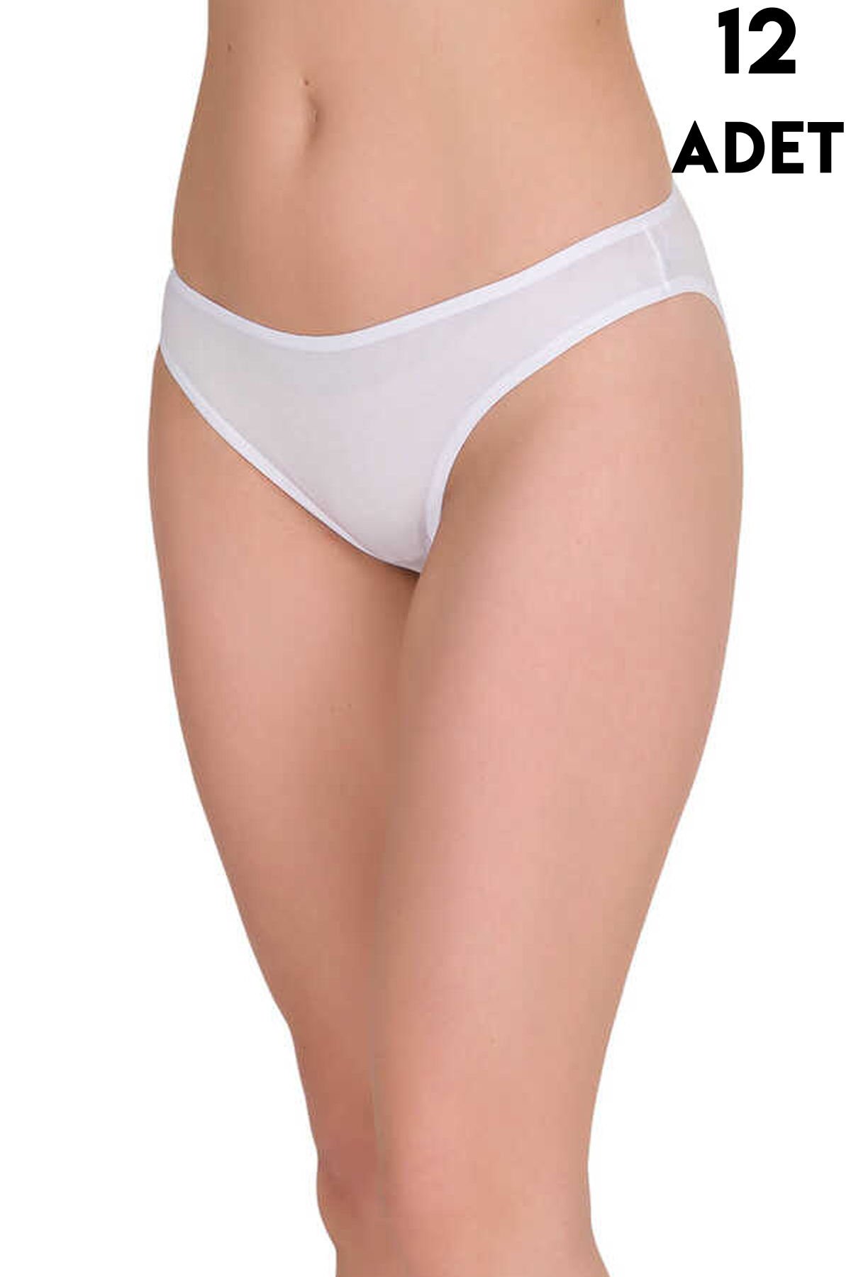 Berrak 2057 Beyaz Likralı Bayan Bato 12'li