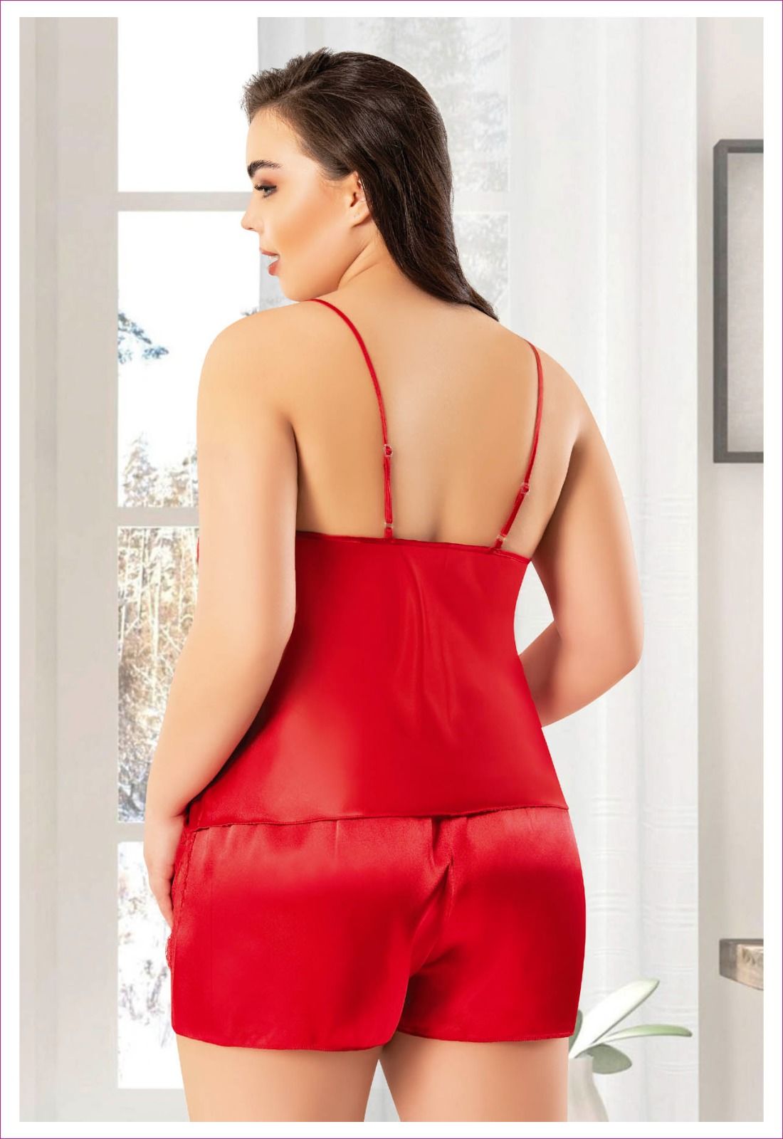 Miss Laris 4227 Battal Beden Bayan Saten Şortlu Takım